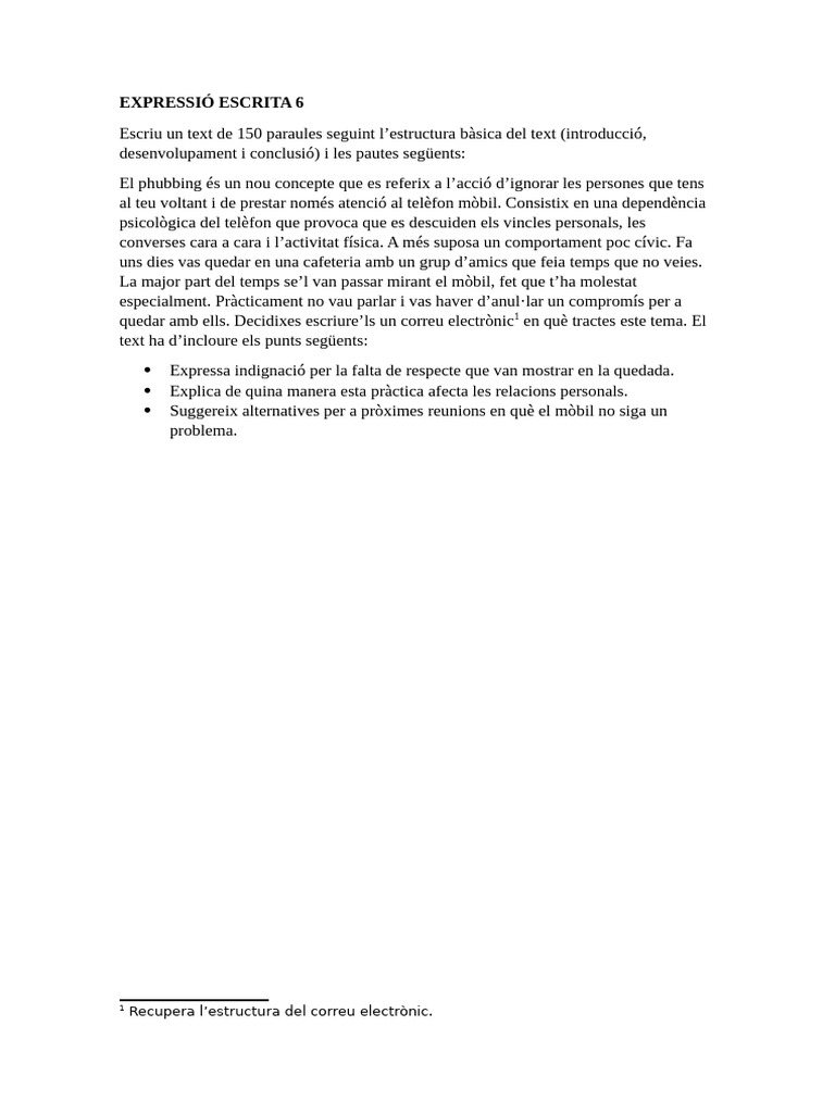 Expressió Escrita 6 | PDF