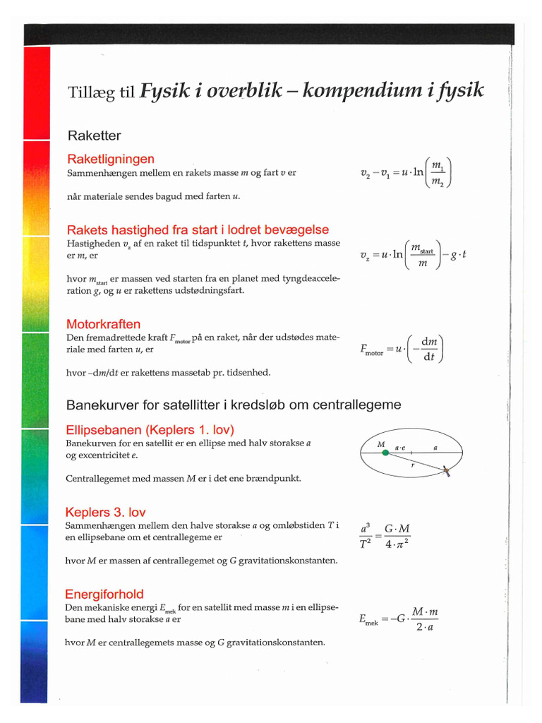 Fysik i rummet - Formelsamling | PDF