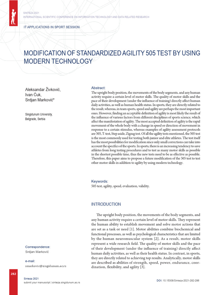 Modification of Standardized Agility 505 | PDF | Perception