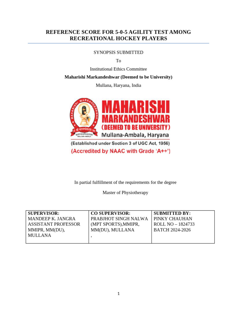 MPT 1st Sem Synopsis Pinky5 | PDF | Acceleration | Perception