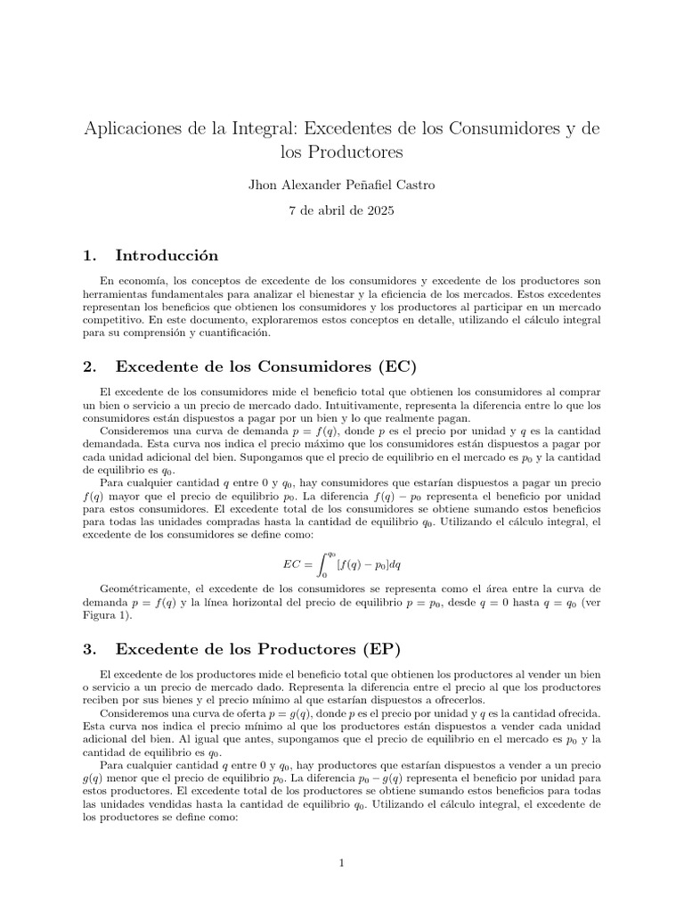 Excedentes en Economía: Consumidores y Productores | PDF | Excedente ...