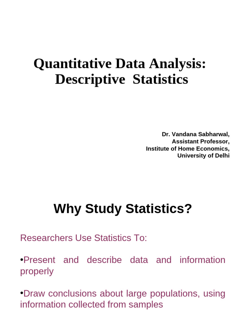 Descriptive Statistics - NIHFW | PDF | Statistics | Variance
