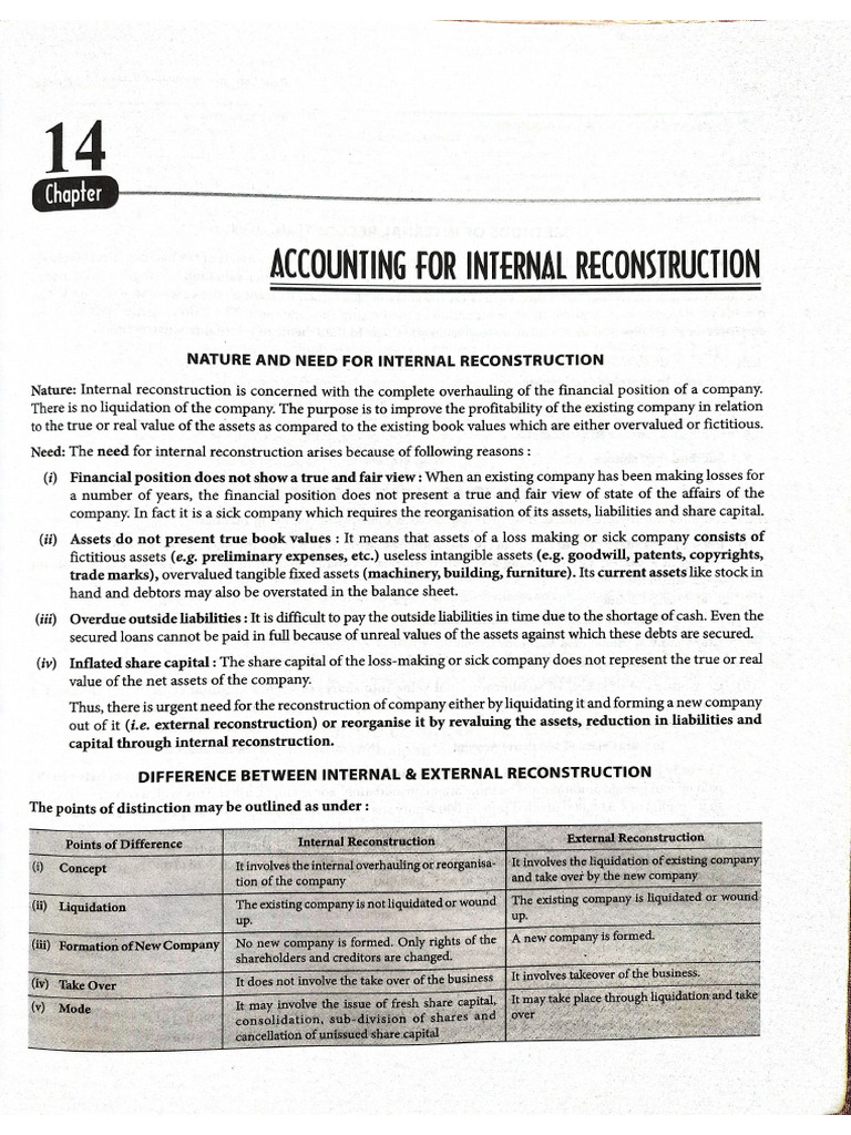 CH-14 Internal Reconstruction | PDF