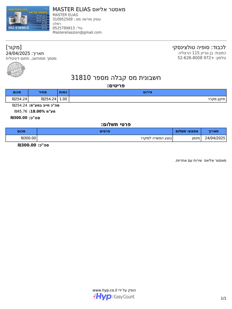 Tax Invoice Receipt 31810 | PDF