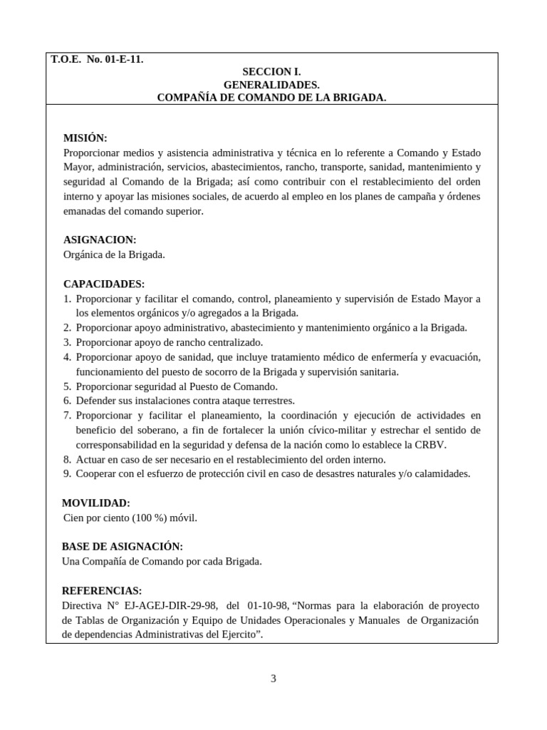 Generalidades y Organigrama Cia Comando | PDF | Operaciones militares ...