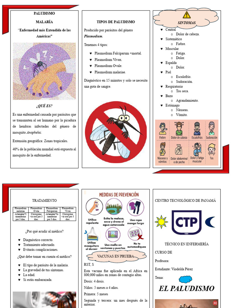 Triptico de Paludismo 06-04-2025 | PDF | Malaria | Plasmodium