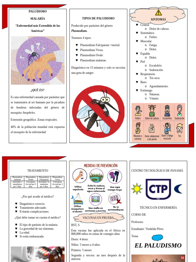 Triptico de Paludismo 06-04-2025 | PDF | Malaria | Plasmodium