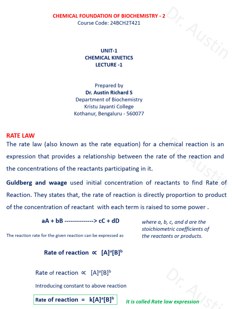 UNIT-1 Chemical Kinetics | PDF | Reaction Rate | Activation Energy