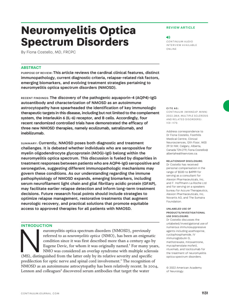 Continuum - NMO 2022 | PDF | Myelin | Multiple Sclerosis