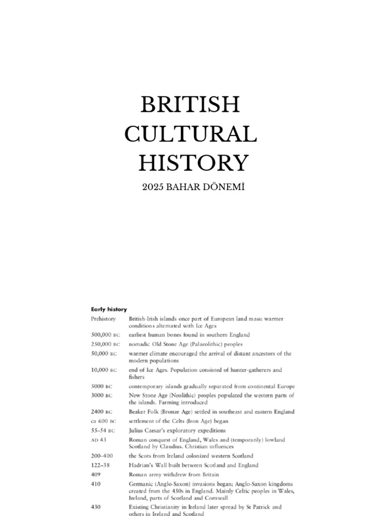 British Cultural History (A4 (Yatay) ) | PDF | Anglo Saxons | Celts