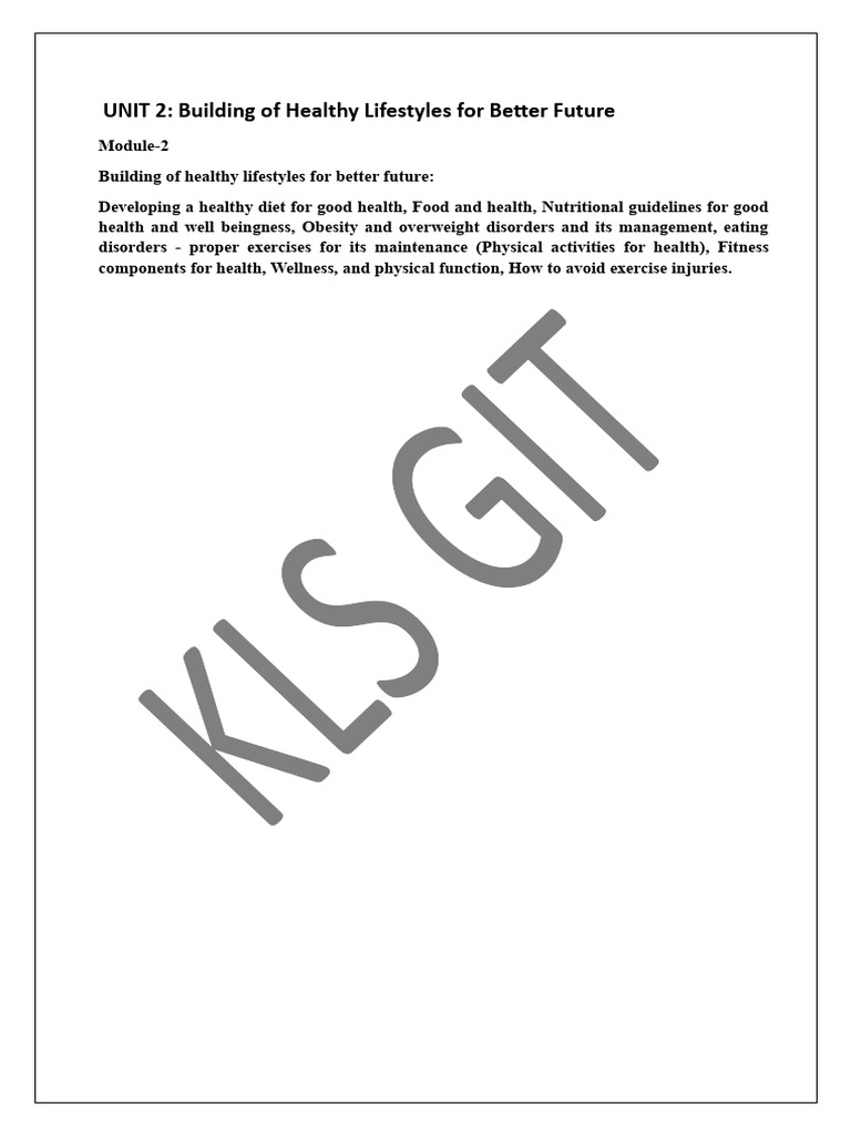 Unit 2 Building Healthy Lifestyle For Better Future PDF | PDF | Obesity ...
