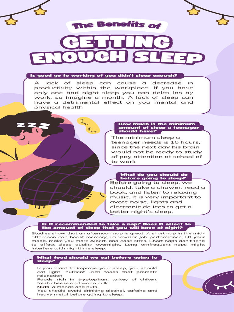 Purple Illustration The Benefits of Getting Enough Sleep Infographic | PDF