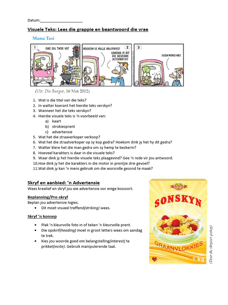 Visuele Teks-Strokiesprent Mama Taxi | PDF