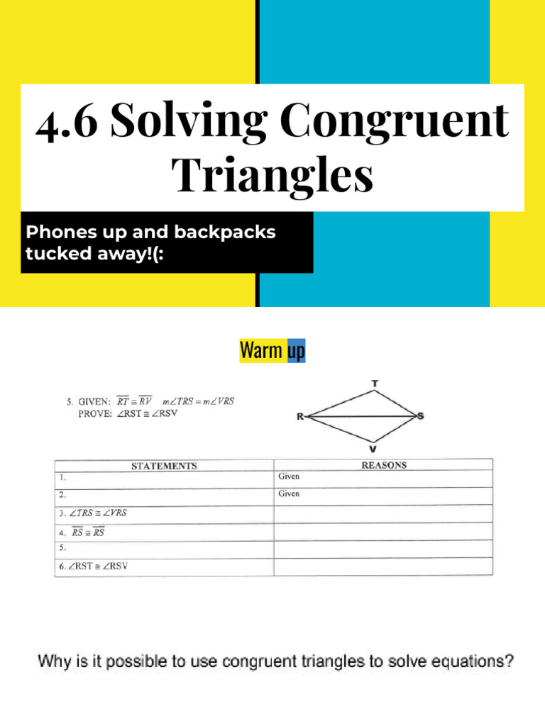 4.6 Solving Congruent Triangles | PDF