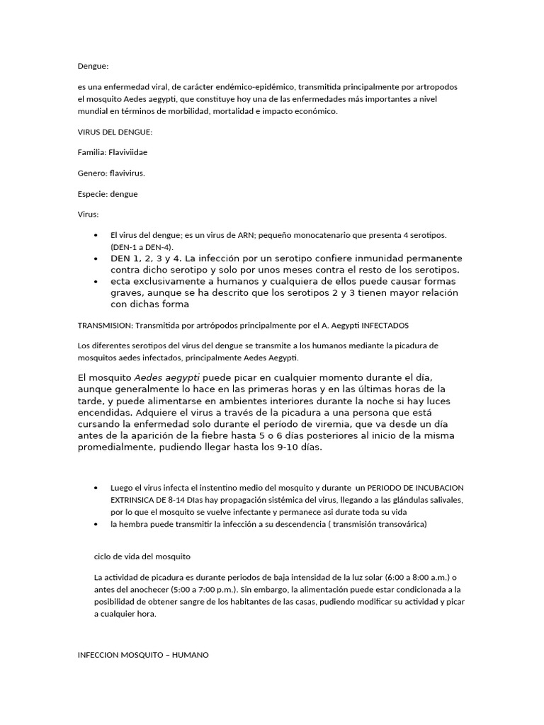 Guía Completa sobre el Dengue y su Transmisión | PDF | Virus | Aedes ...