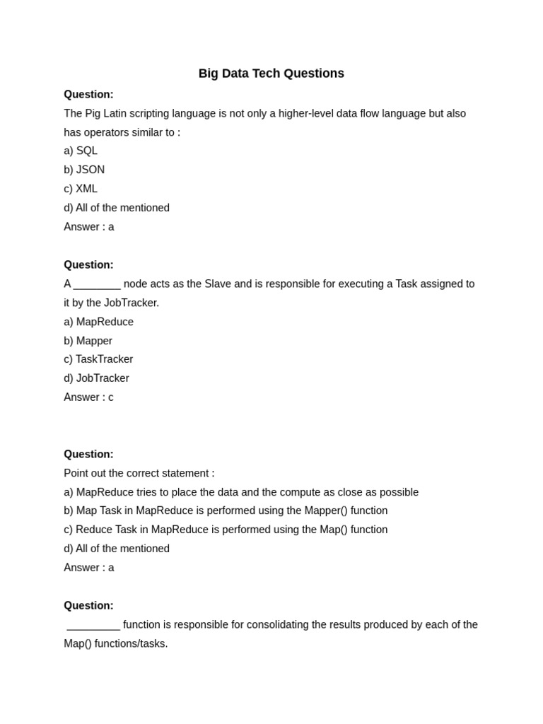 BigData Questions | PDF