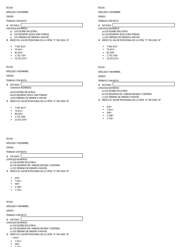 Eval Mat Numeracion 4to y 5to 2025 | PDF