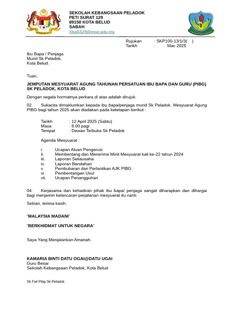 Surat Jemputan Ibu Bapa | PDF