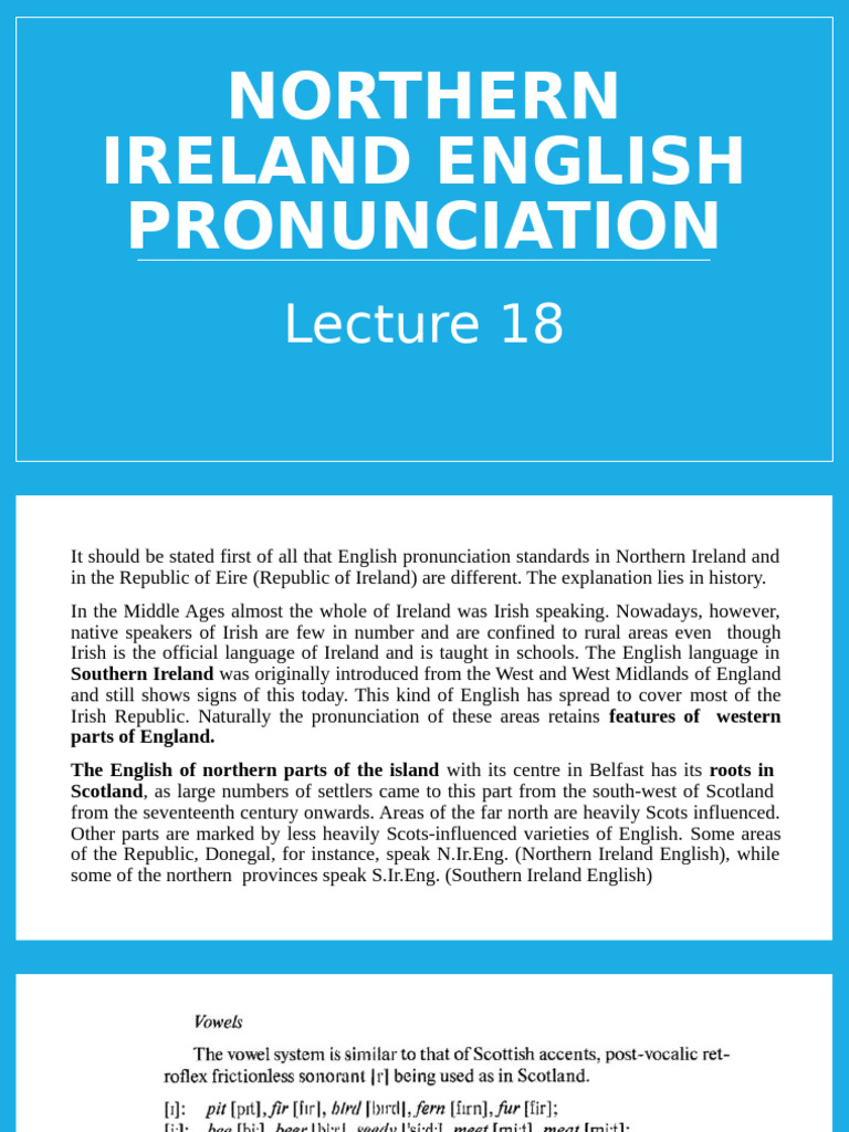 Northern Ireland English Pronunciation Guide | PDF | English Language ...