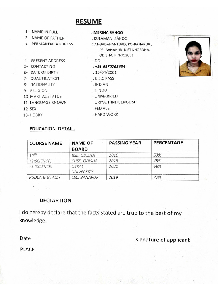 Merina Sahoo CV | PDF