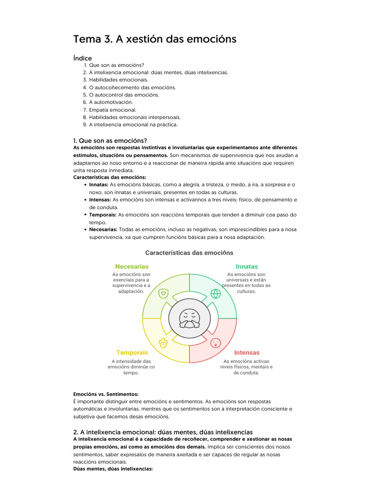 Tema 3. A Xestión Das Emocións | PDF