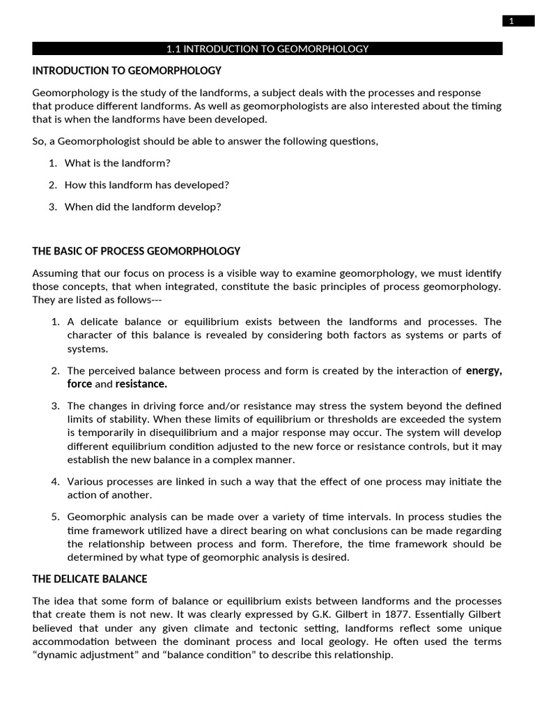 1.1basic Concepts of Geomorphology | PDF | Erosion | Volcano