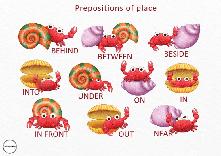 Prepositions of Place Crab EnglishMaterialsbyNK | PDF
