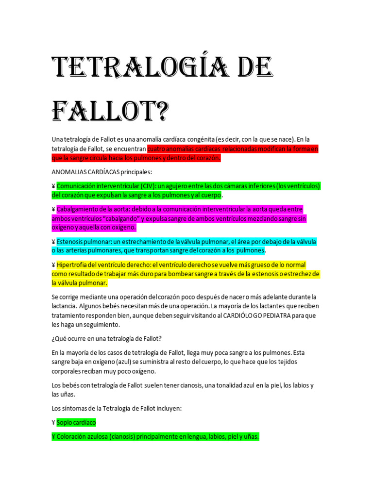 Tetralogía de Fallot | PDF | Feto | Corazón