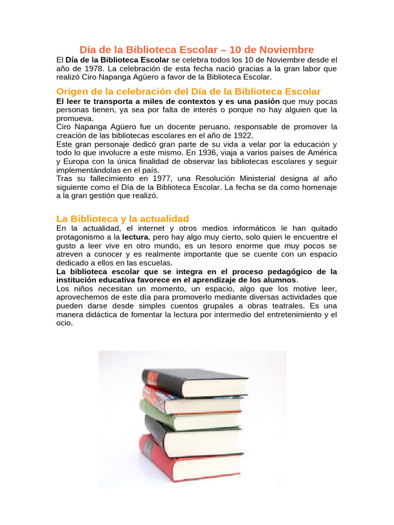 Día de La Biblioteca Escolar | PDF