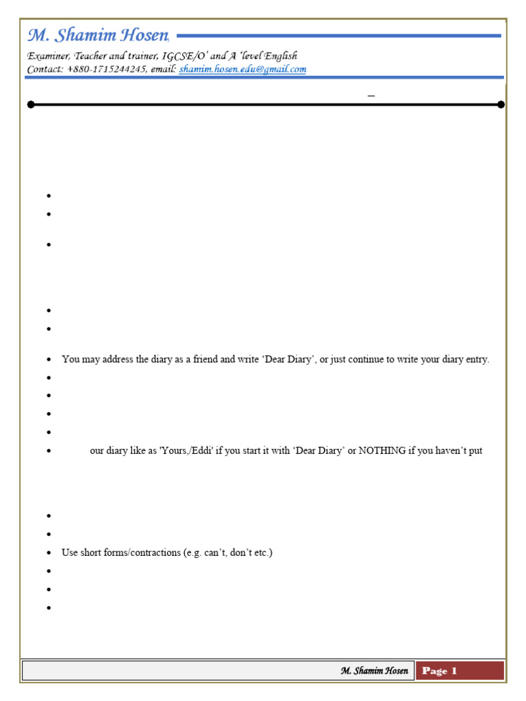 Diary-Rules and Samples-1 | PDF | Diary | Feeling