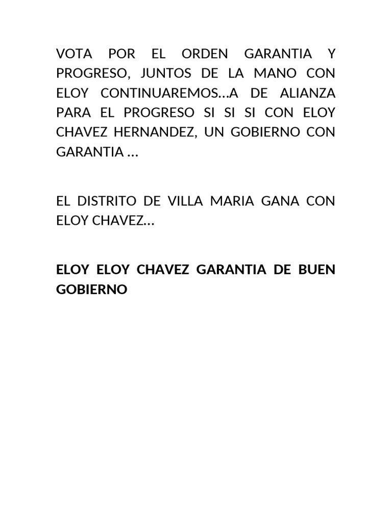 Vota Por El Orden Garantia y Progreso | PDF