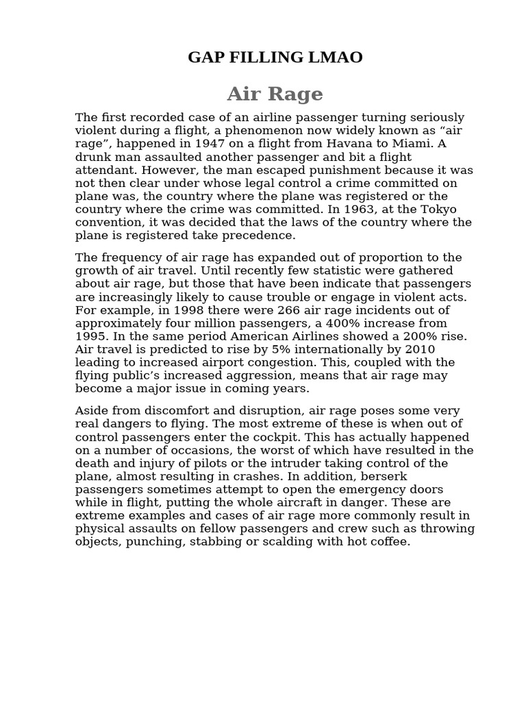 Air Rage: Gap Filling Lmao | PDF | Agriculture