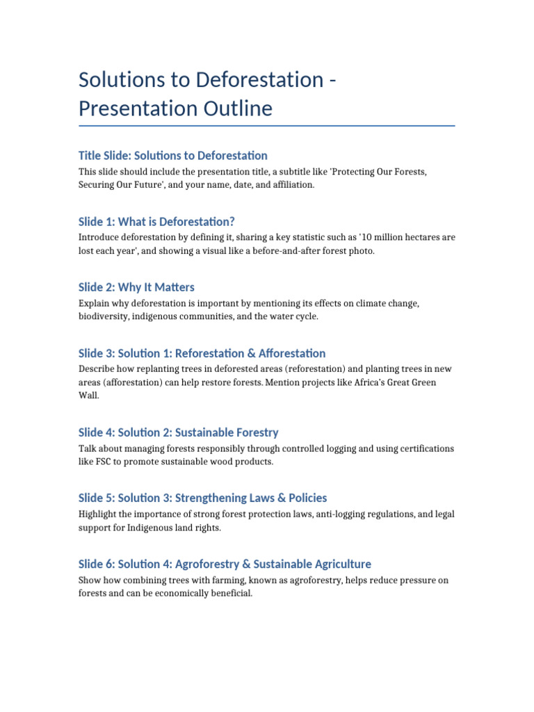 Solutions to Deforestation Overview | PDF