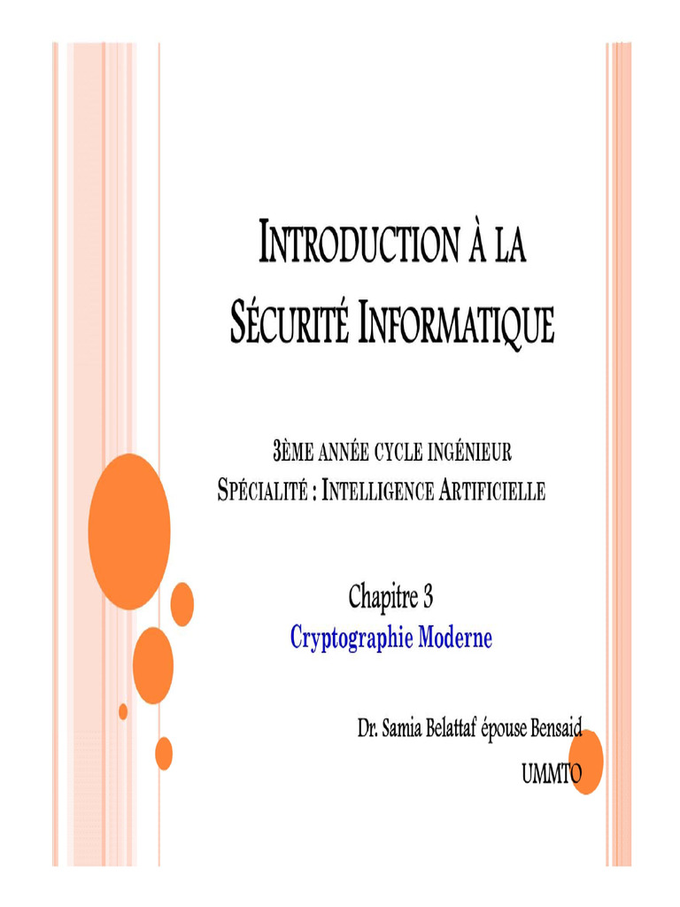 Chapitre 3 - Cryptographie Moderne | PDF