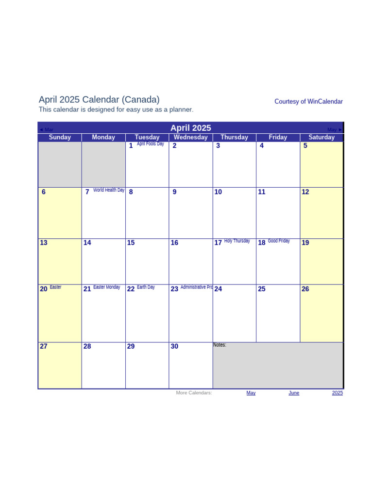 April 2025 Calendar | PDF