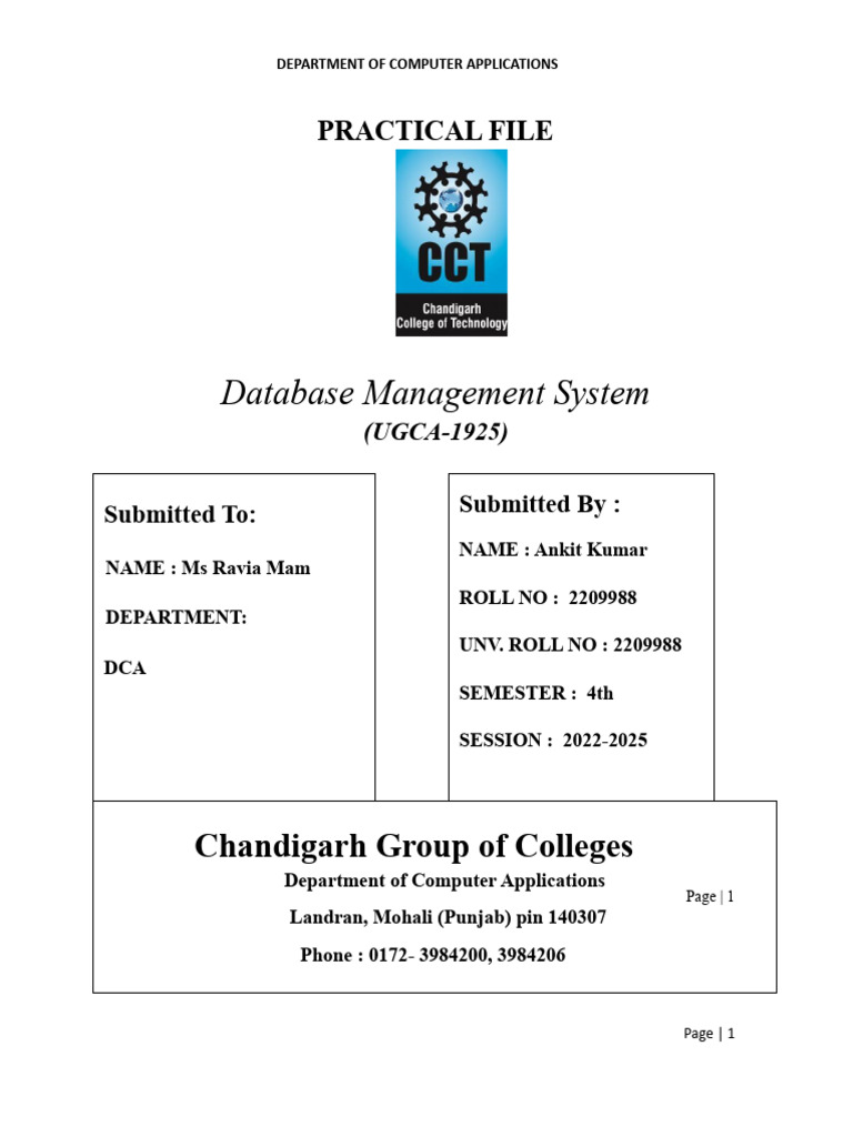 DBMS LAB FILE ankit.Edited,proplayer | PDF