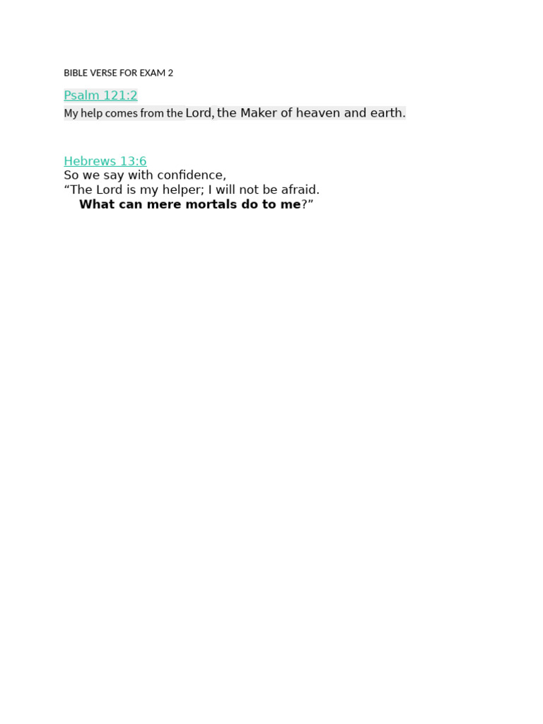 Bible Verse For Exam 2 | PDF