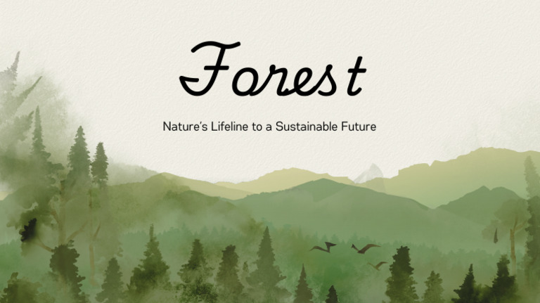 Forest Education Presentation In Green Beige Nature Watercolor Style ...