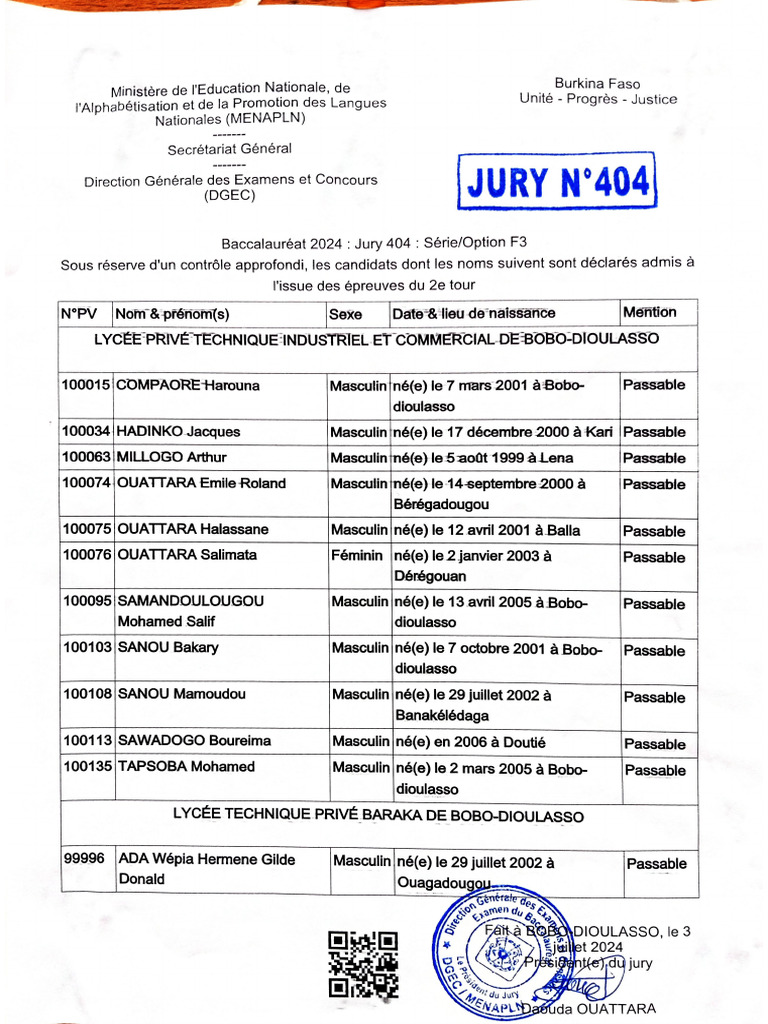 F3 Second Tour Admis - 122245 | PDF