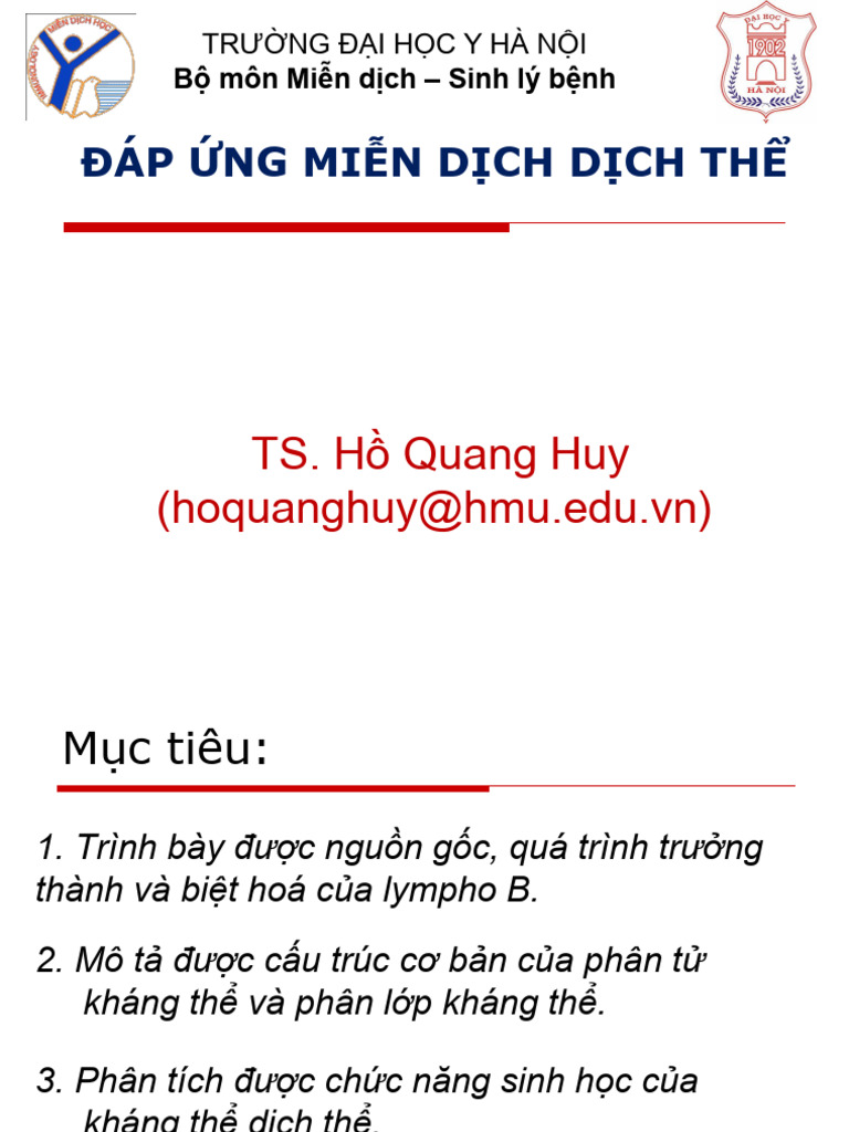 Lec12. Đáp Ứng Miễn Dịch Dịch Thể | PDF