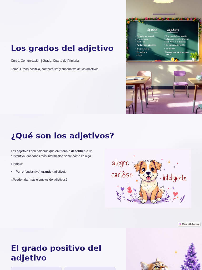 Grados del Adjetivo para Primaria | PDF | Adjetivo