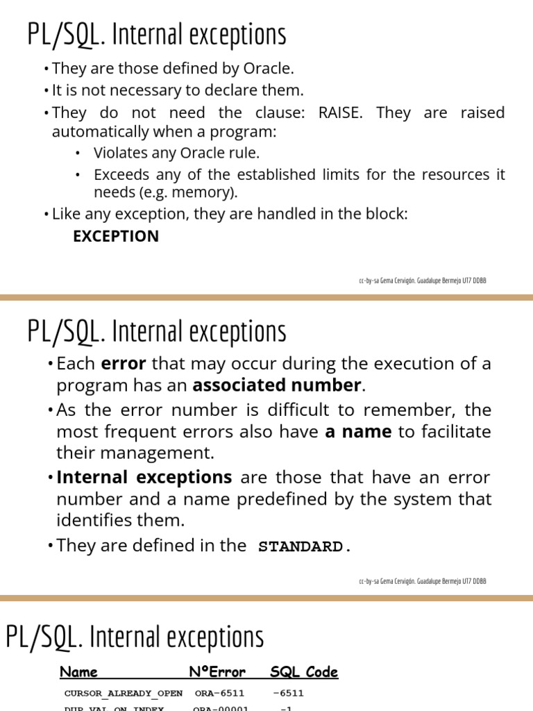 U6 ORACLE PLSQL 2025 Internal Exceptions Students | PDF | Pl/Sql ...