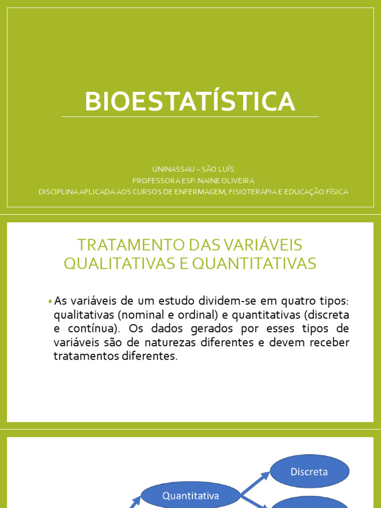 Bioestatística (Variáveis Qualitativas e Quantitativas) | PDF ...