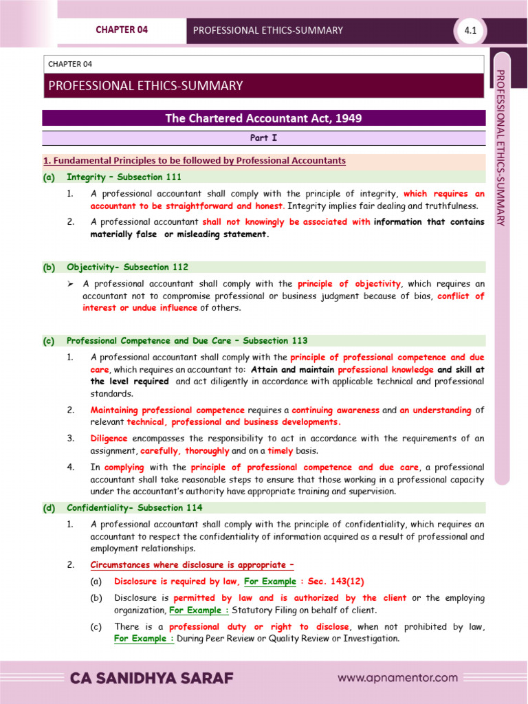 004 Chapter 04 Professional Ethics - Amended | PDF | Regulatory ...