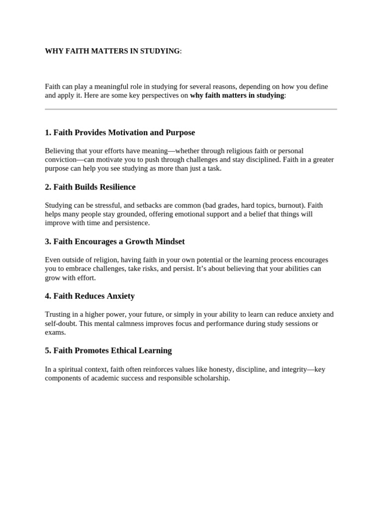 Why Faith Matters in Studying | PDF