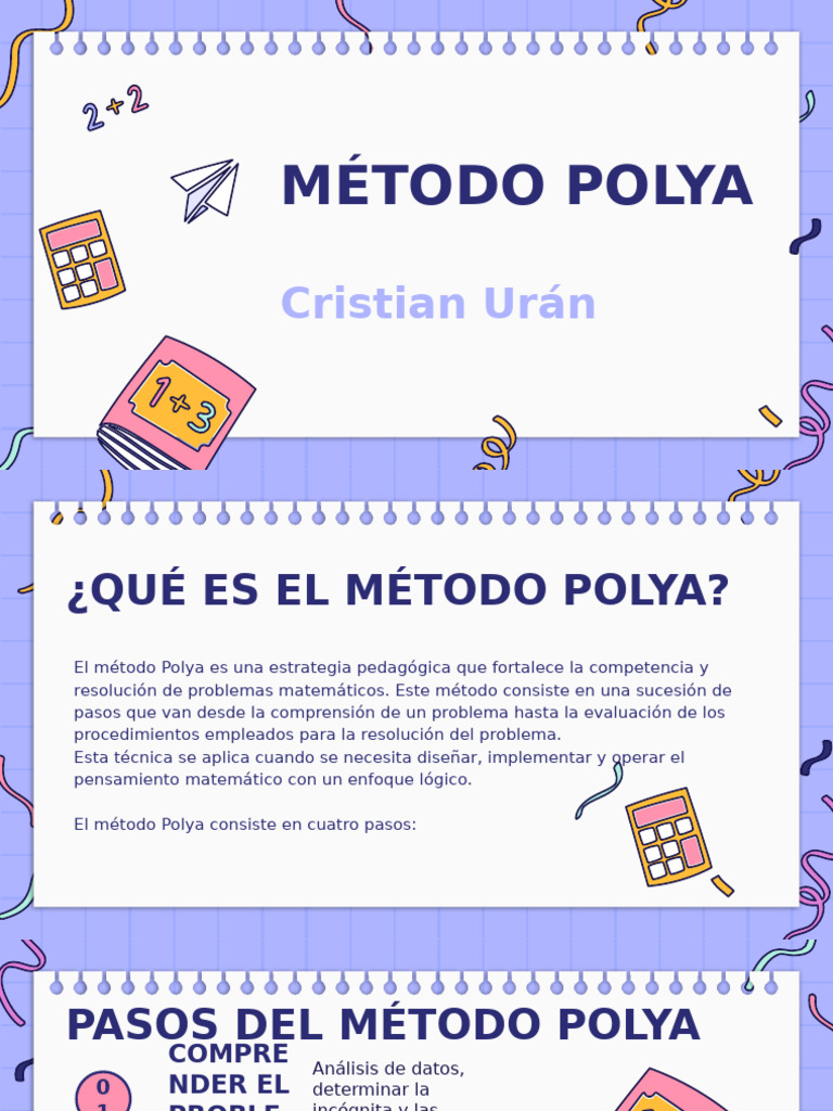 Exposición Método Polya - Desarollo Del Pensamiento Lógico | PDF | Pensamiento | Matemáticas
