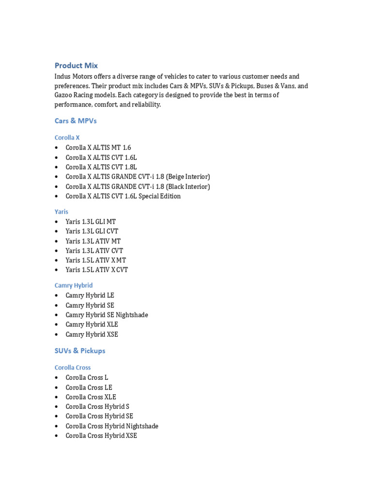 Product Mix | PDF