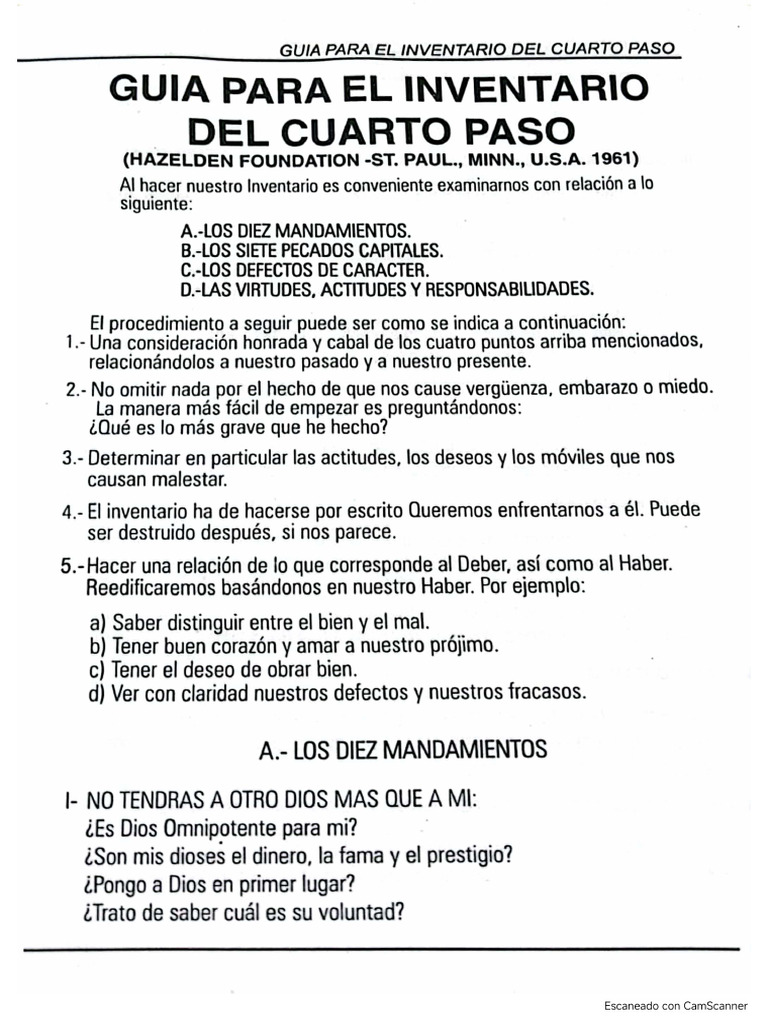 Inventario Cuarto Paso | PDF