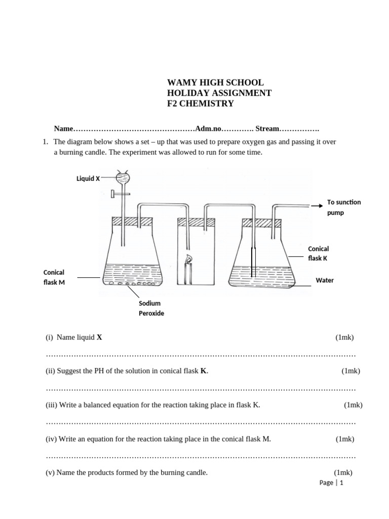 FORM 2 CHEMISTRY Assignment | PDF | Materials | Atoms