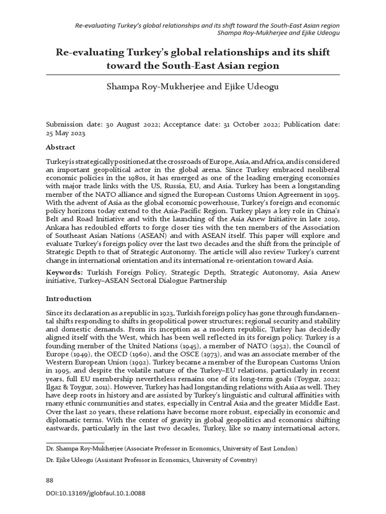 Re-evaluating Turkey’s Global Relationships and Its Shift | PDF ...